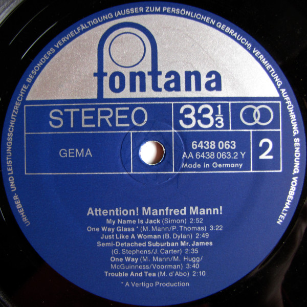 Manfred Mann - Attention! Manfred Mann! (LP, Comp) - akerrecords.nl