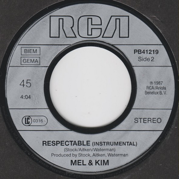 Mel & Kim - Respectable (7", Single) - akerrecords.nl