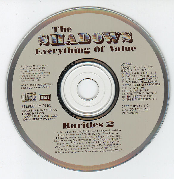 The Shadows - Everything Of Value Rarities 2 (CD, Comp) - akerrecords.nl