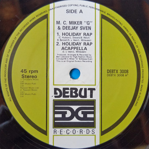 M. C. Miker 'G' & Deejay Sven* - Holiday Rap (12", Single) - akerrecords.nl