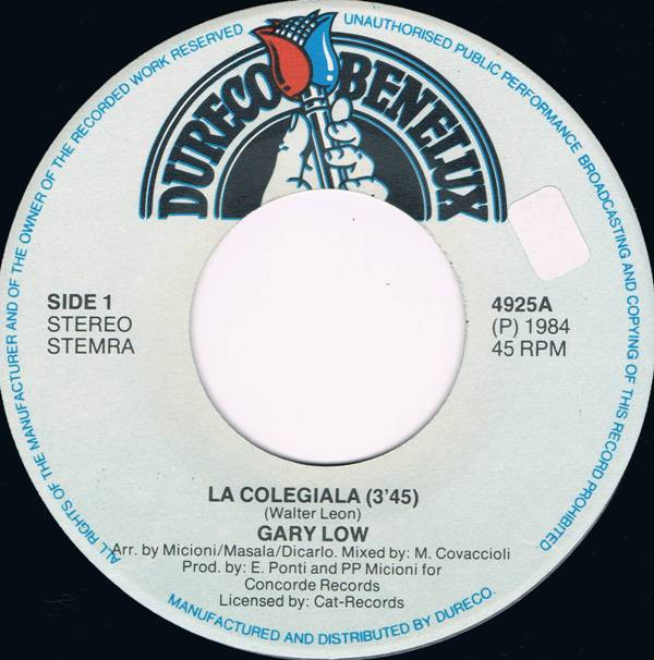 Gary Low - La Colegiala (7", Single) - akerrecords.nl